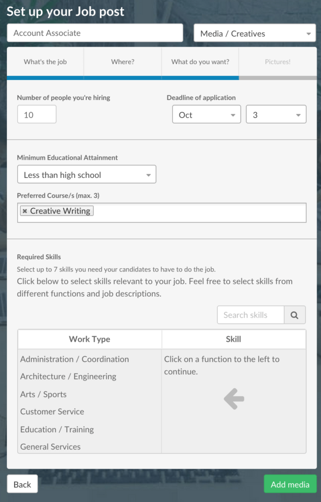 Post a job even faster