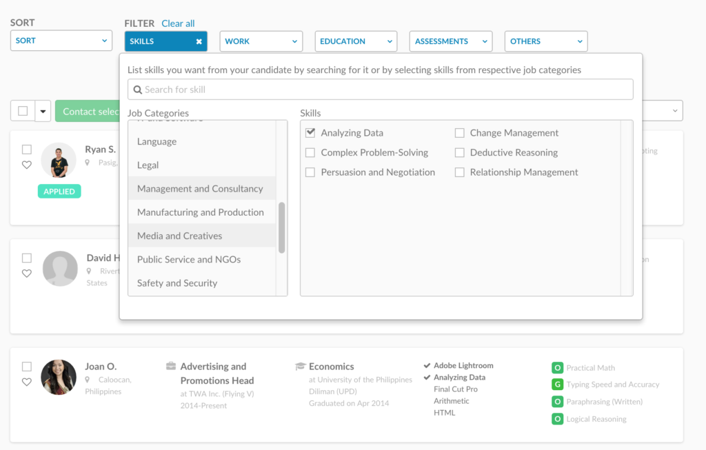 The new candidate search is what you've been looking for