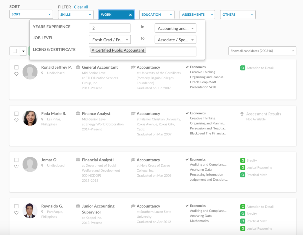 The new candidate search is what you've been looking for