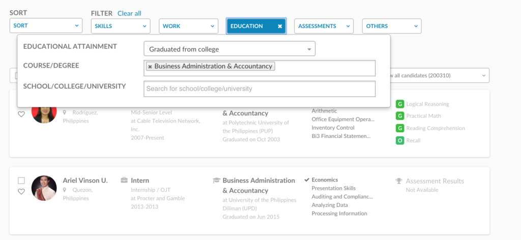 The new candidate search is what you've been looking for