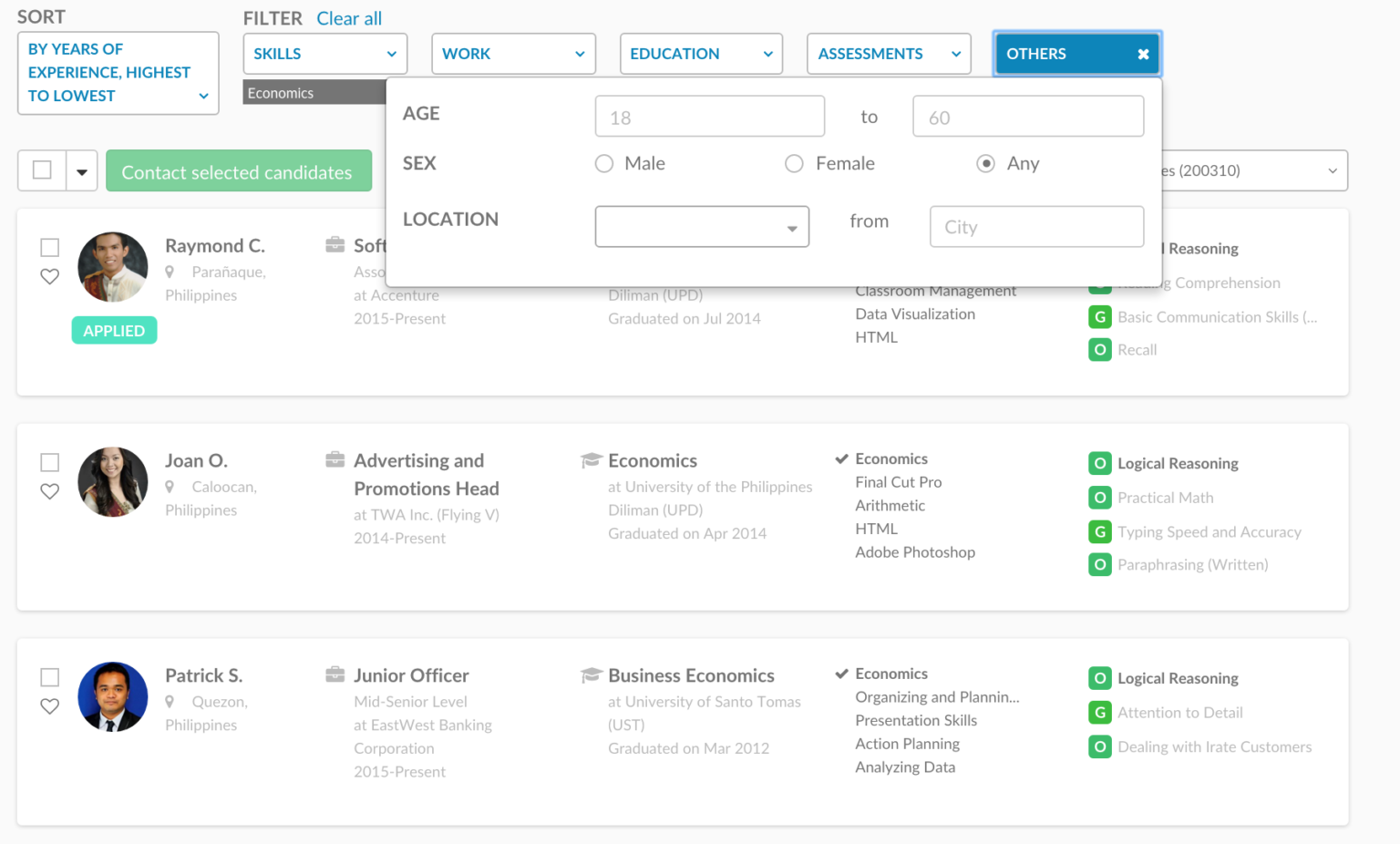 The new candidate search is what you've been looking for
